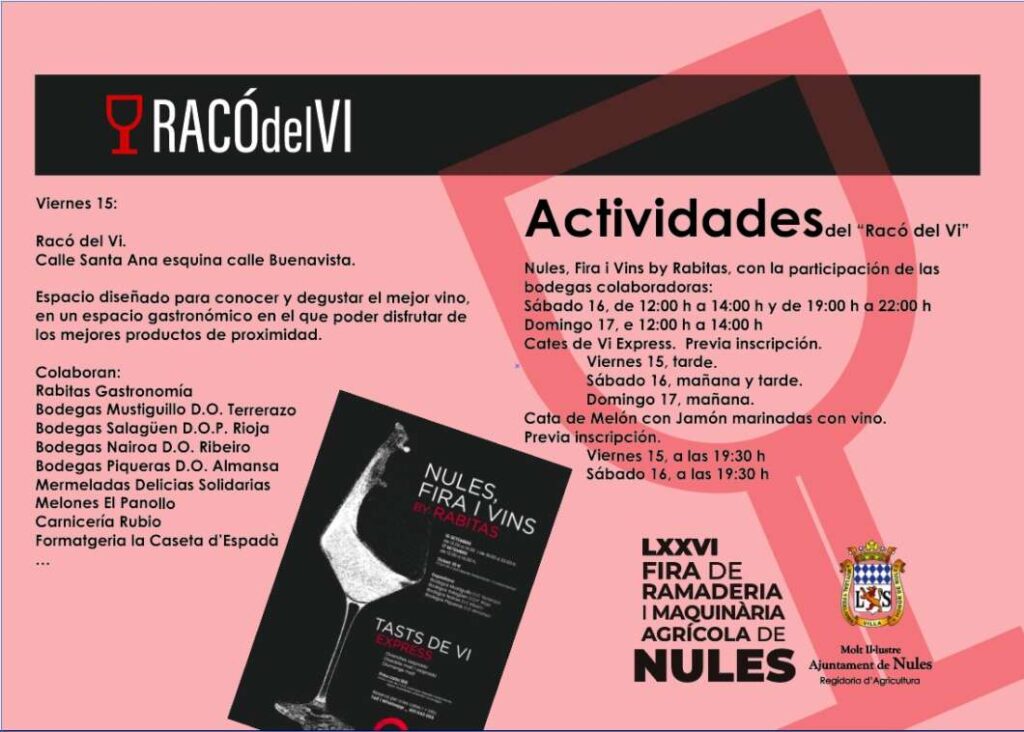 La LXXVI Fira Agrícola de Nules estrena el Racó del Vi